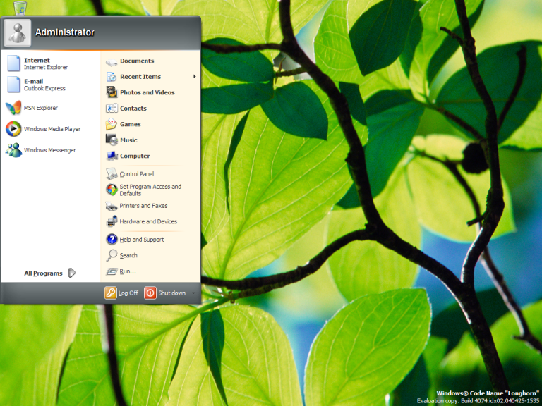 Windows Longhorn (Milestone 7 – Build 7074) | Drew1440: Blog