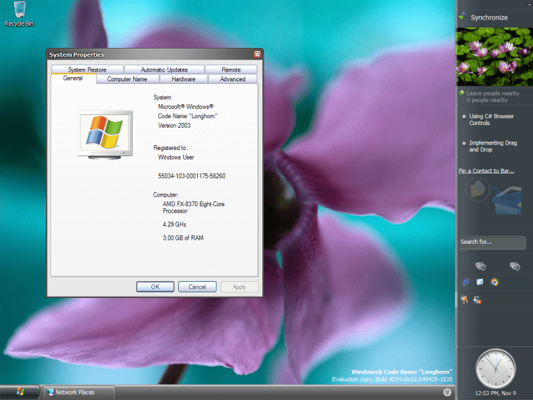 Windows Longhorn (Milestone 7 – Build 7074) | Drew1440: Blog