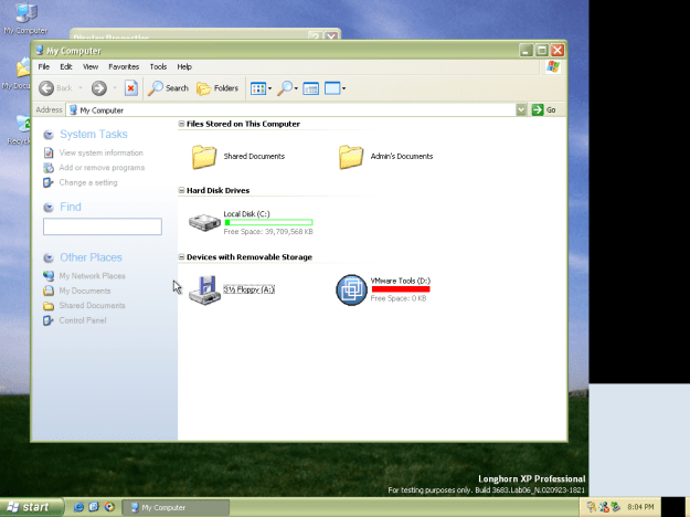 Windows Longhorn Milestone 4 | Drew1440: Blog