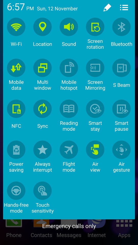 Samsung Galaxy S4 Symbols